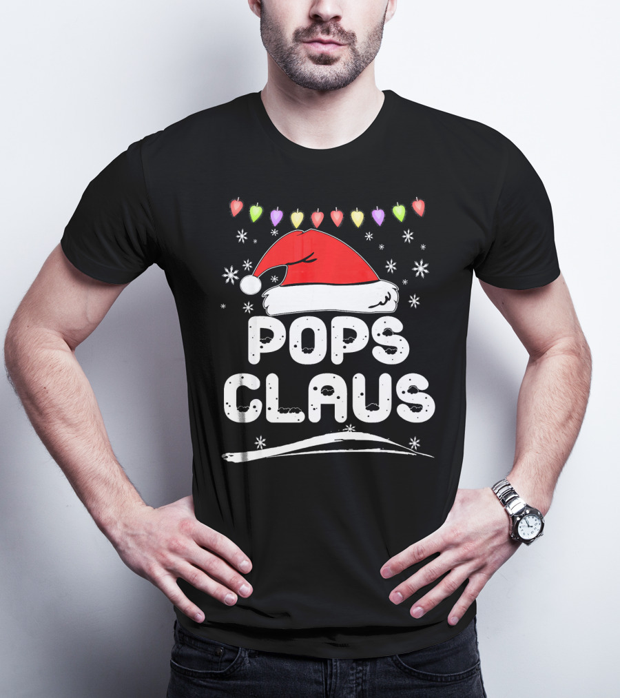 Pops Claus Santa Hat Christmas Family Holiday T-Shirt