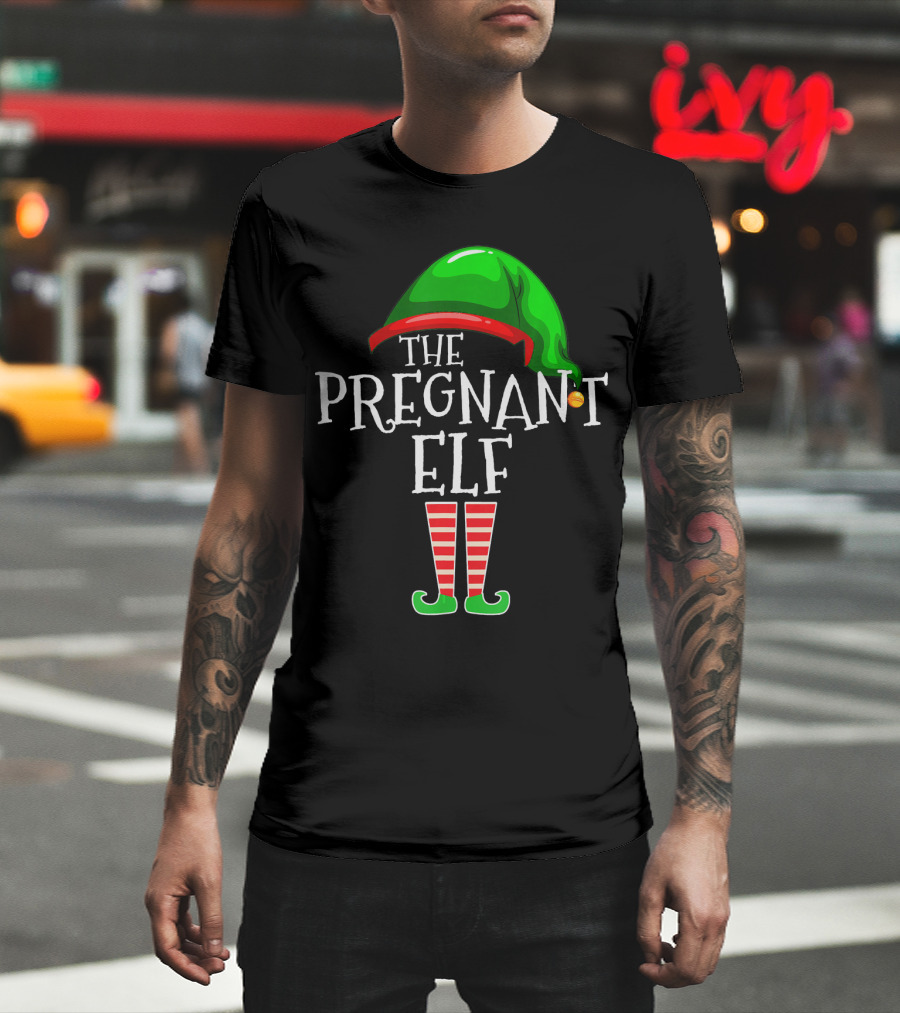 The Pregnant Elf Family Matching Group Christmas Costume T-Shirt