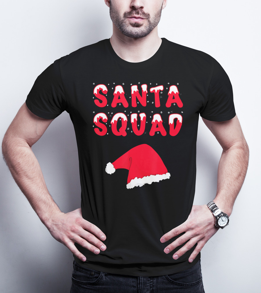 Funny Christmas Santa Squad Santa Hat T-Shirt