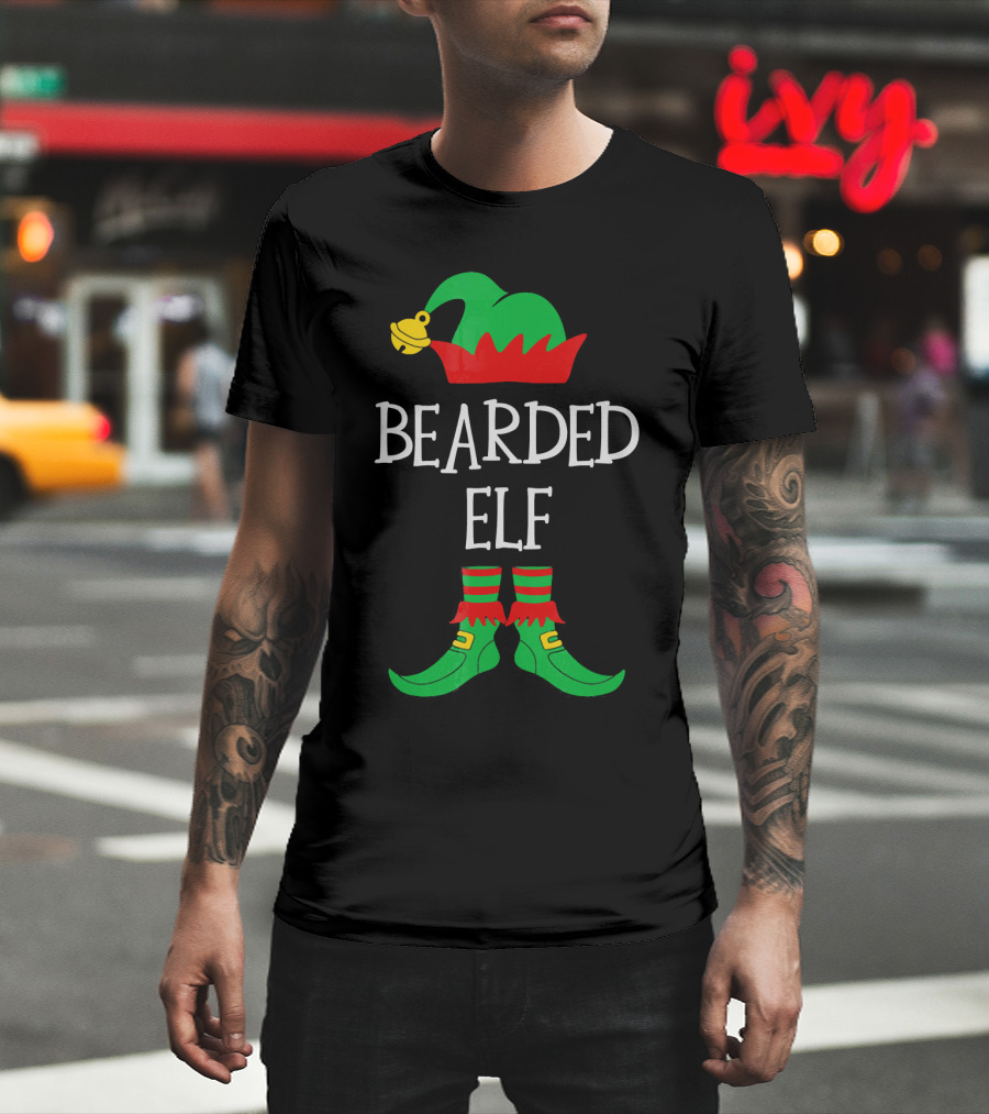 BEARDED ELF Matching Family Group Christmas Costume T-Shirt