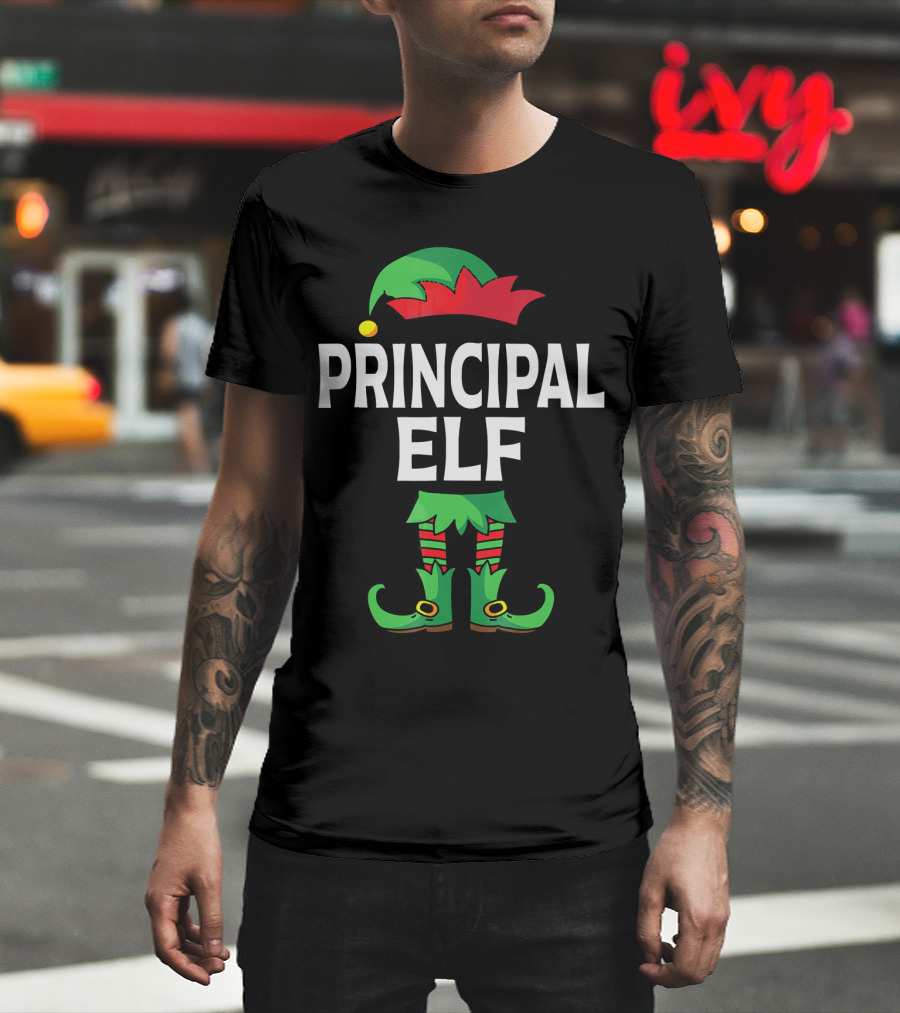 Principal Elf Green And Red Costume Matching Family Group T-Shirt