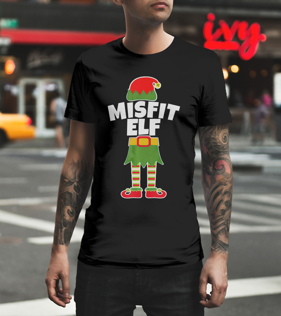 MISFIT ELF Funny Rudolph Weirdo Loser Christmas T-Shirt