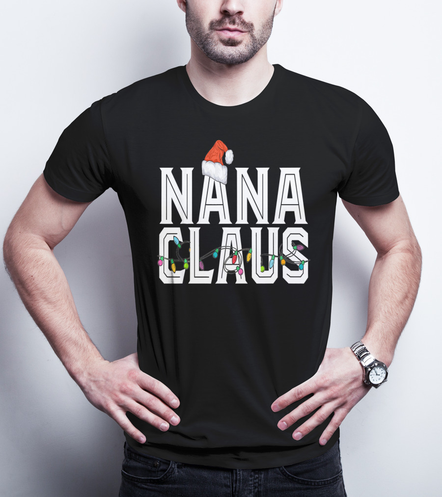 Nana Claus Santa Hat With Christmas Lights T-Shirt