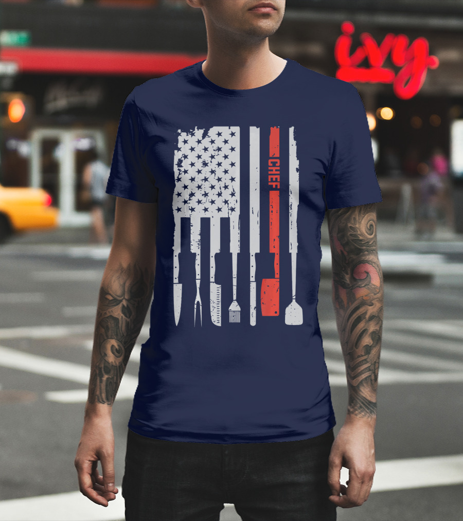 American Flag Baking Tools Chef Humorous Pastry T-Shirt