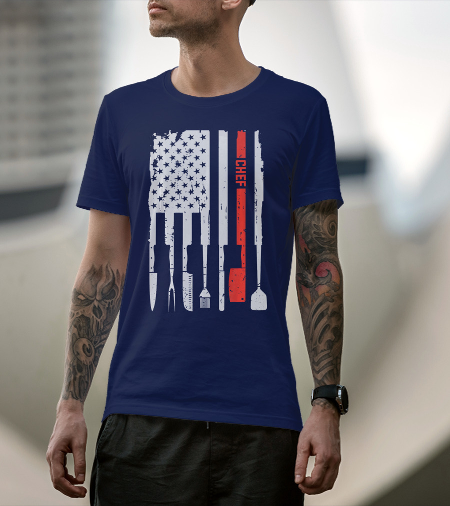 American Flag Baking Tools Chef Humorous Pastry T-Shirt