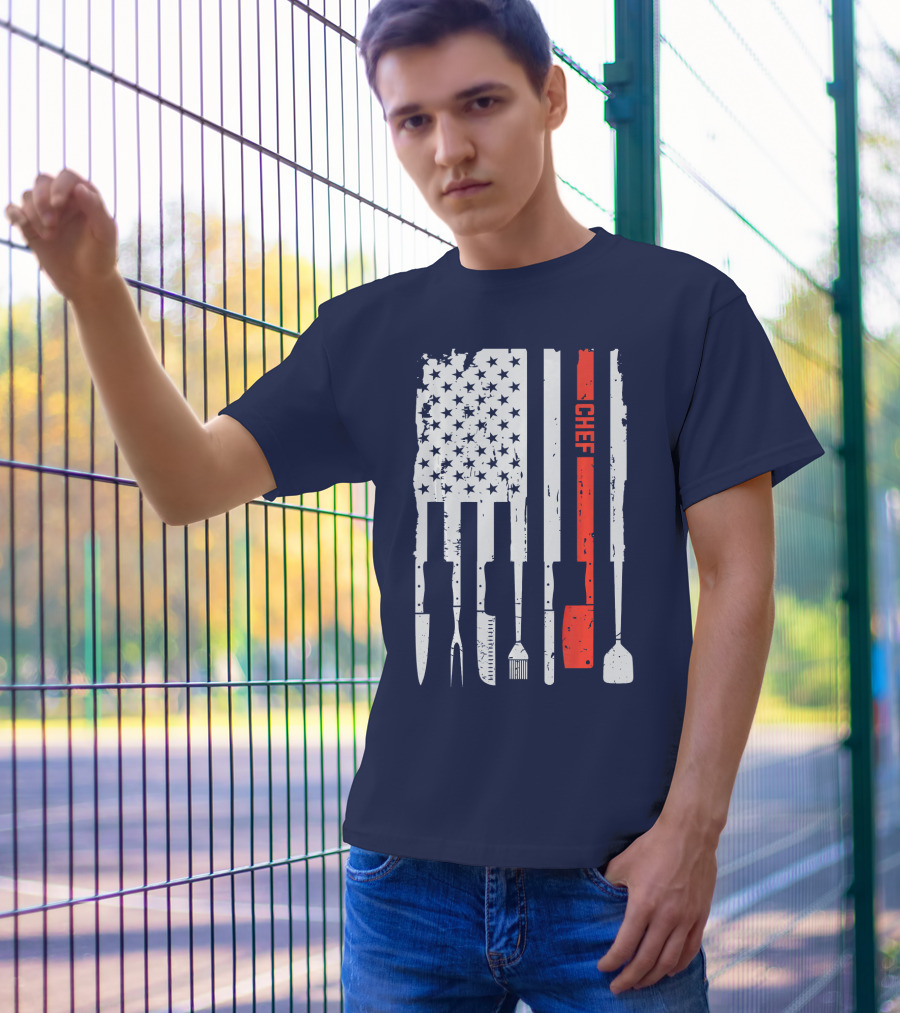 American Flag Baking Tools Chef Humorous Pastry T-Shirt
