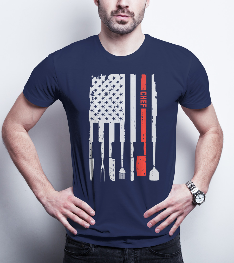 American Flag Baking Tools Chef Humorous Pastry T-Shirt