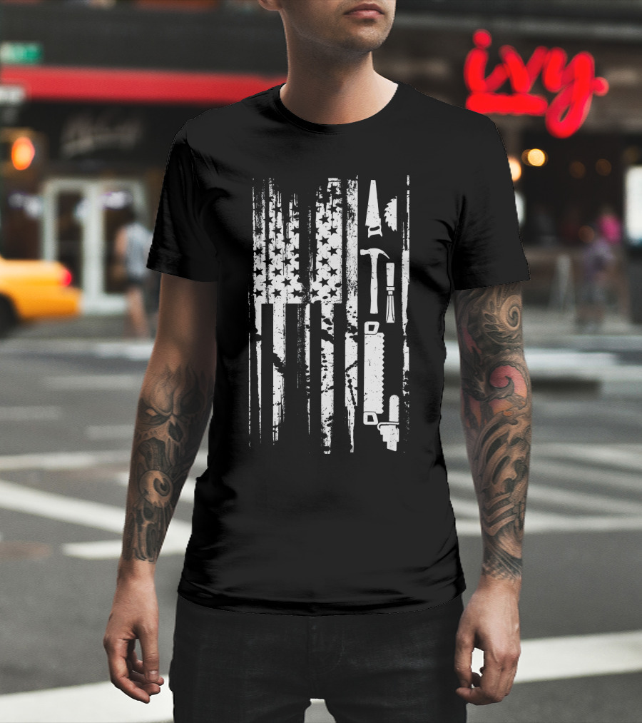 American Flag Woodworking Tools T-Shirt