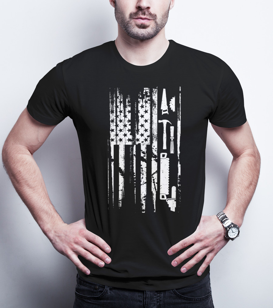 American Flag Woodworking Tools T-Shirt