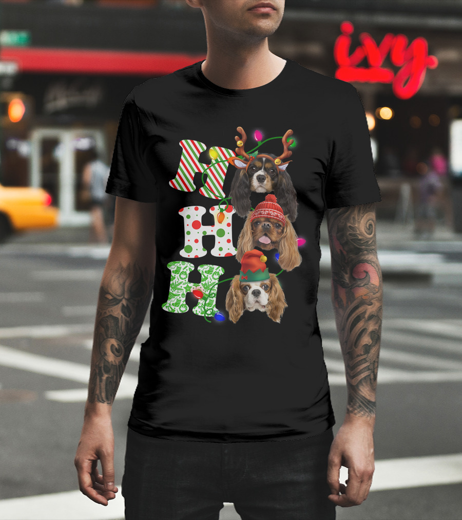 Ho Ho Ho Christmas Cavalier King Charles Spaniel Festive Dogs T-Shirt