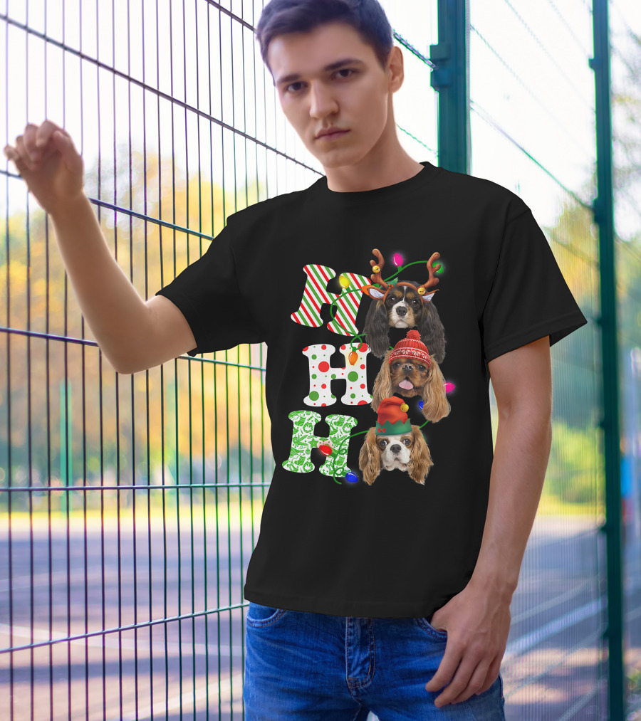 Ho Ho Ho Christmas Cavalier King Charles Spaniel Festive Dogs T-Shirt