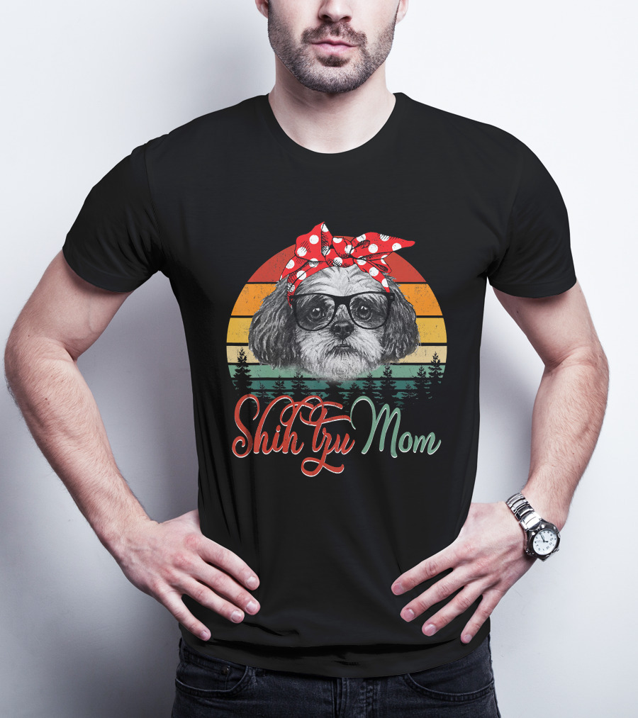 Shih Tzu Mom Retro Dog Lovers Mother T-Shirt
