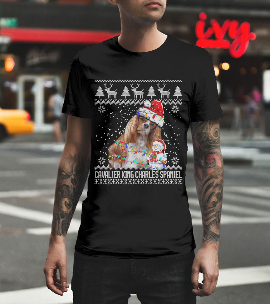 Cavalier King Charles Spaniel Christmas Santa Snowman Reindeer T-Shirt