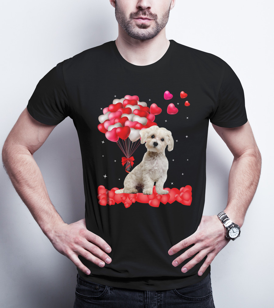 Heartfelt Maltese With Heart Balloons Valentine's Day T-Shirt