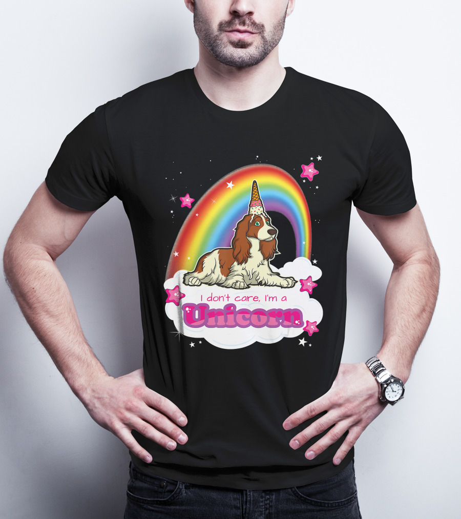 I Don't Care I'm A Unicorn English Cocker Spaniel Rainbow T-Shirt