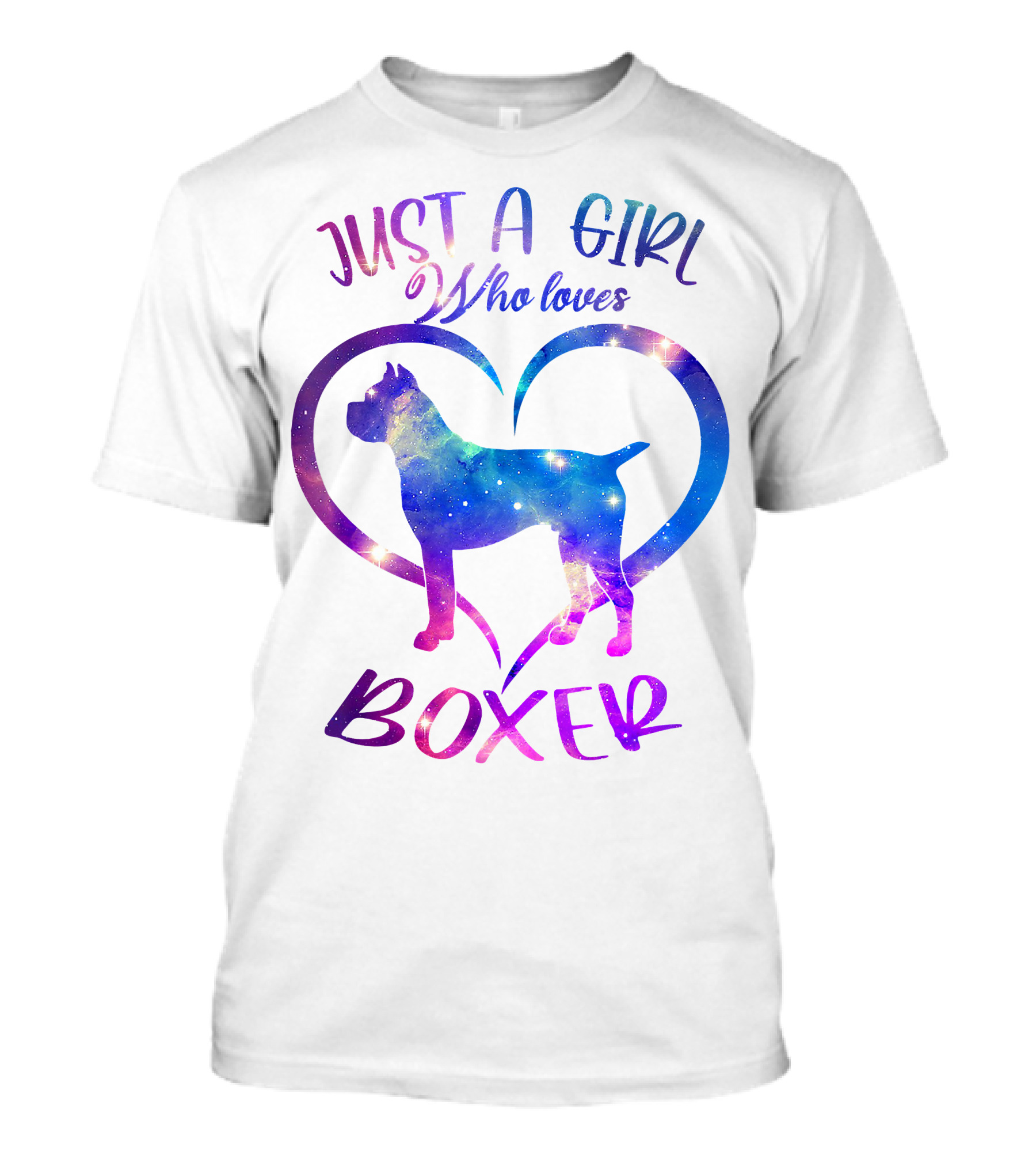 Just A Girl Who Loves Boxer Heart Galaxy T-Shirt