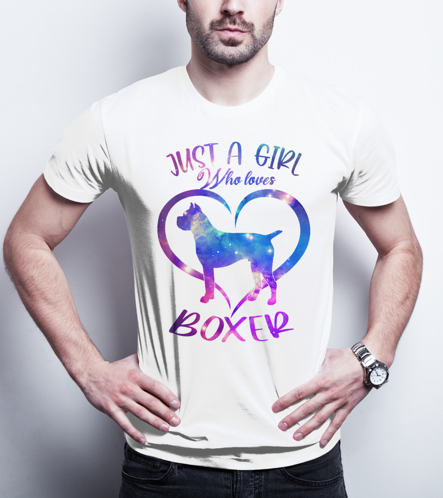 Just A Girl Who Loves Boxer Heart Galaxy T-Shirt