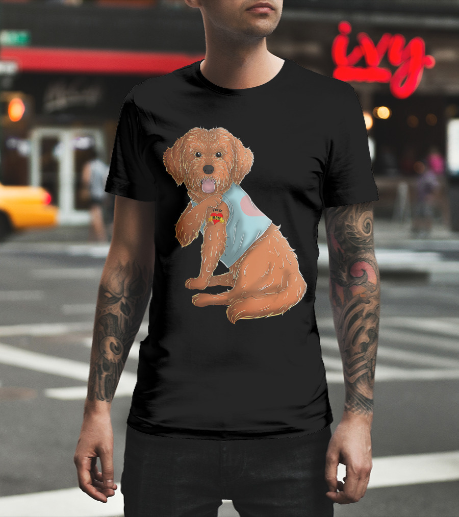 Cockapoo Dog I Love Mom Tattoo T-Shirt