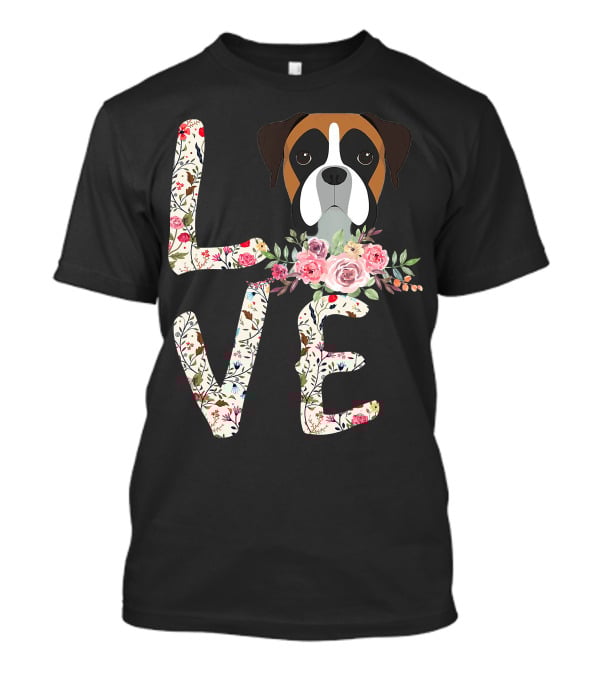 Love Boxer Dog Floral T-Shirt