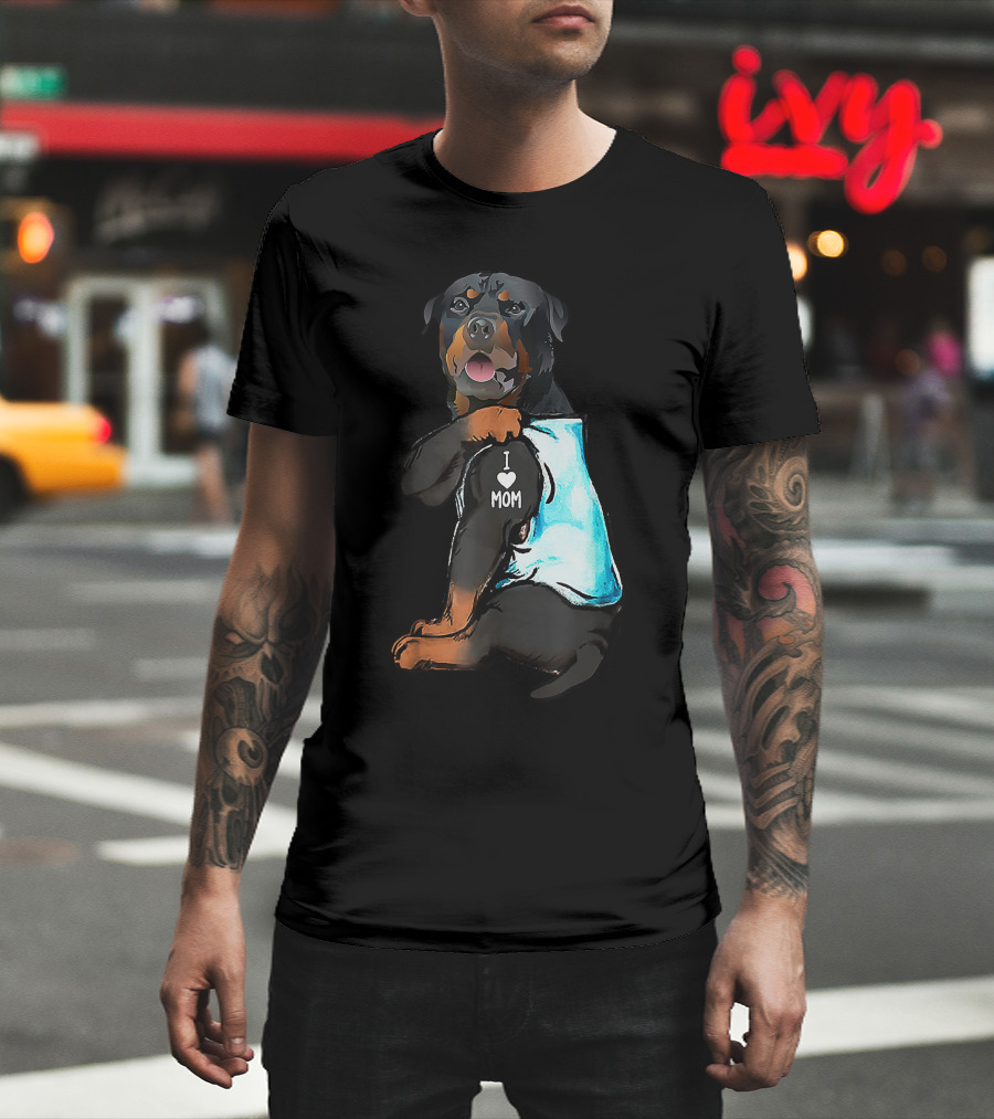 I Love Mom Rottweiler Tattoo T-Shirt