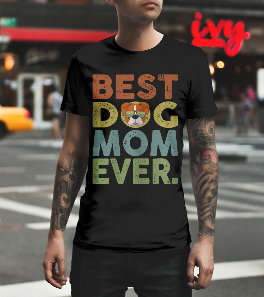 Best Dog Mom Ever Vintage Boxer T-Shirt