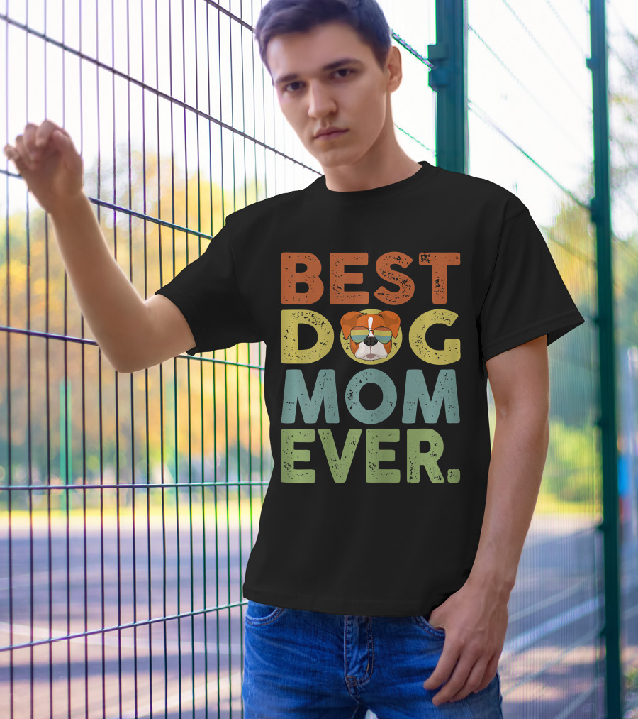 Best Dog Mom Ever Vintage Boxer T-Shirt