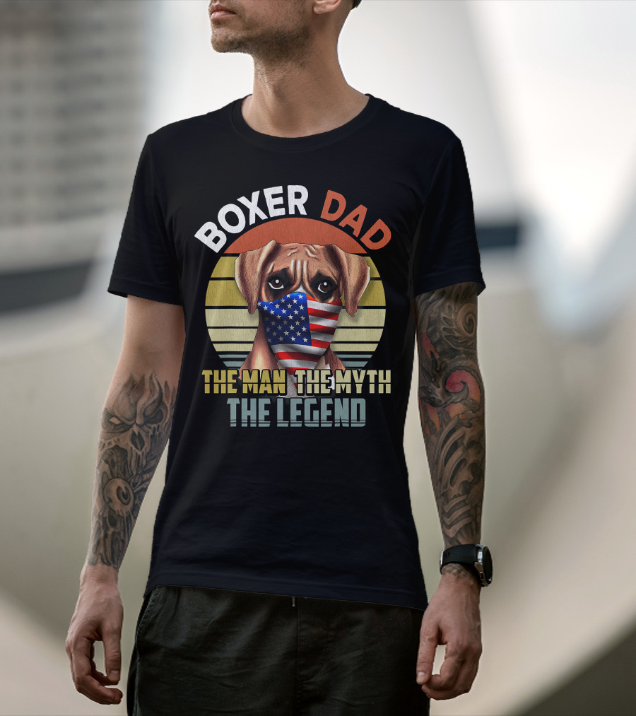 Boxer Dad US Flag Face Mask The Man The Myth The Legend T-Shirt