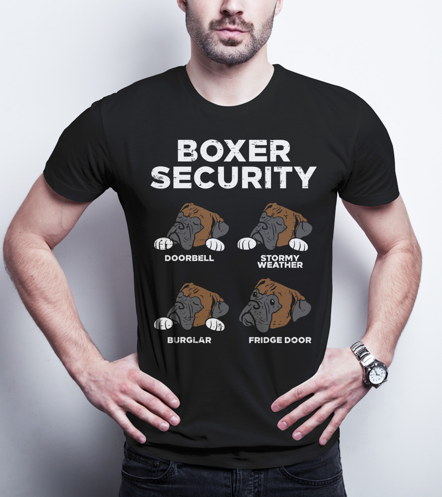 Boxer Security Doorbell Stormy Weather Burglar Fridge Door T-Shirt