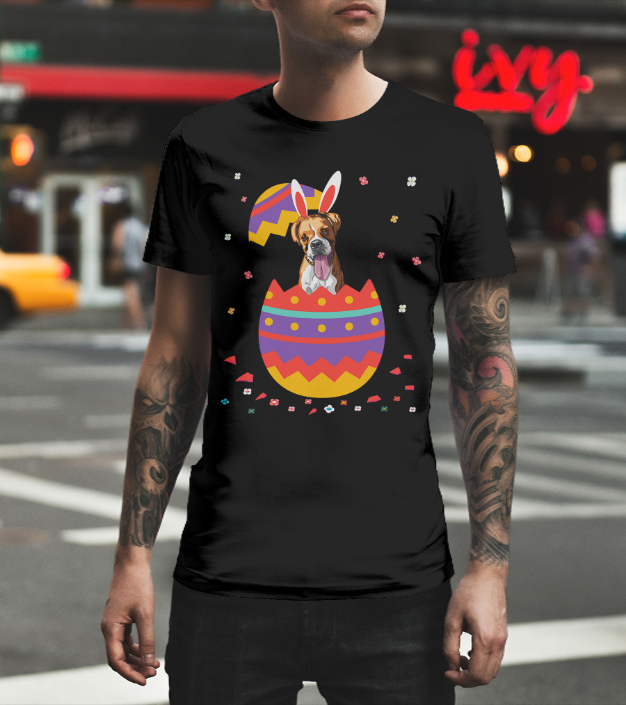 Bunny Ears Dog In Colorful Easter Egg For Cute Easter Day T-Shirt