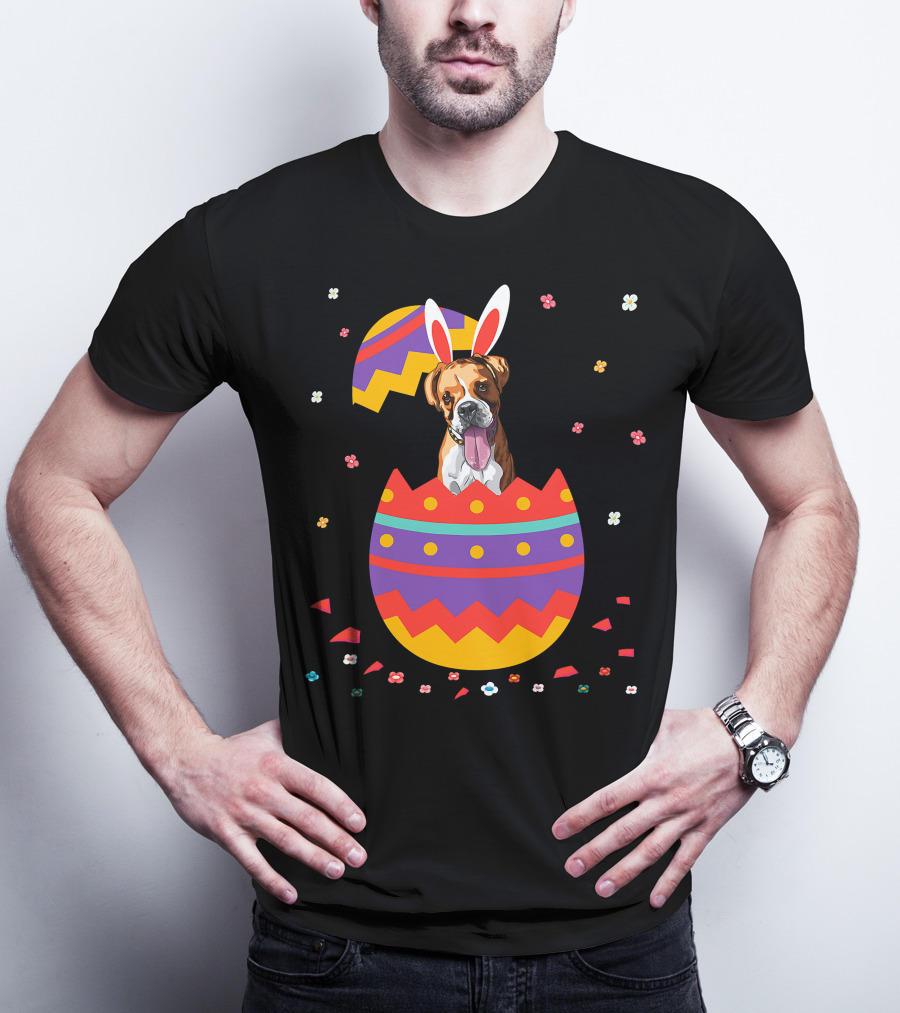Bunny Ears Dog In Colorful Easter Egg For Cute Easter Day T-Shirt