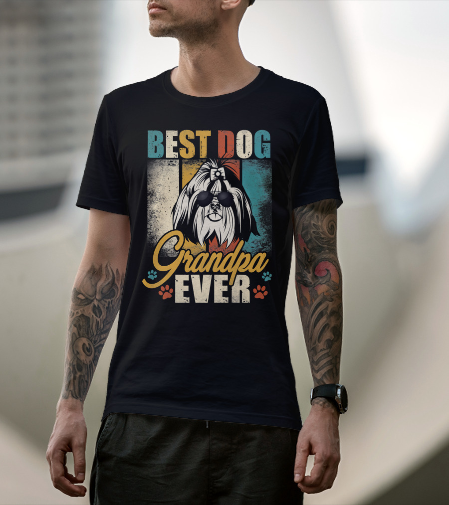 Best Dog Grandpa Ever Shih Tzu Father's Day T-Shirt