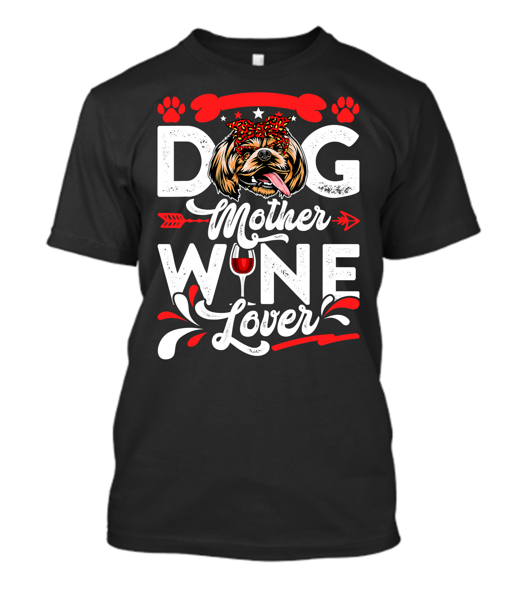 Dog Mother Wine Lover Shih Tzu Dog T-Shirt