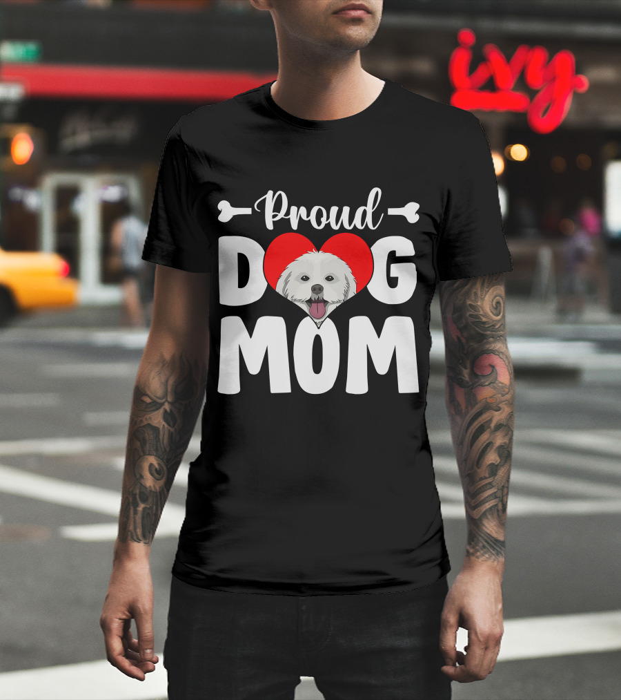 Proud Shih Tzu Dog Mom Heart T-Shirt