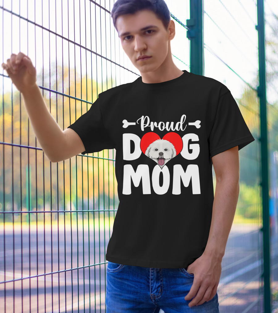 Proud Shih Tzu Dog Mom Heart T-Shirt