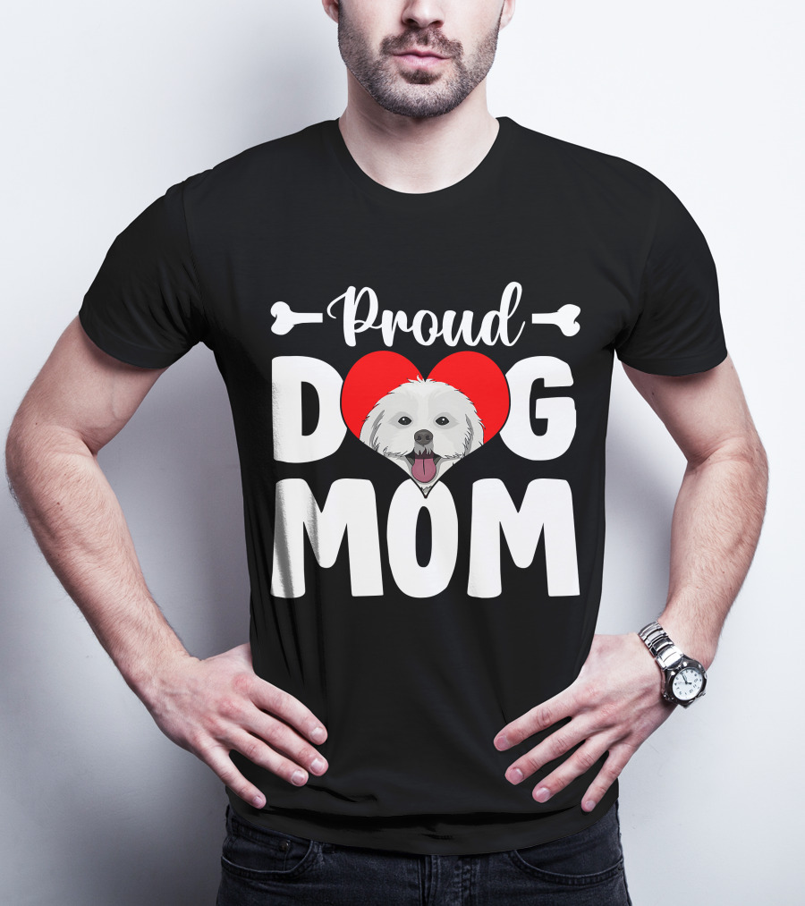 Proud Shih Tzu Dog Mom Heart T-Shirt
