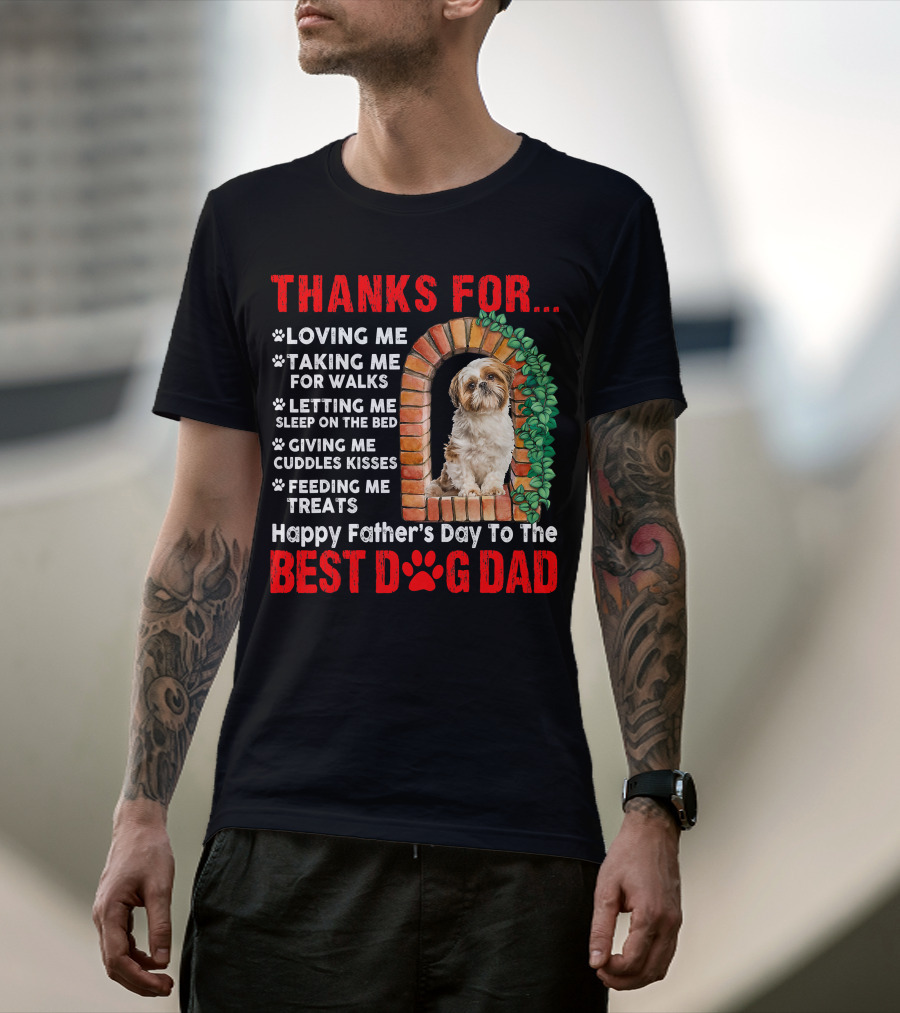 Thanks For Best Dog Dad Cute Shih Tzu T-Shirt