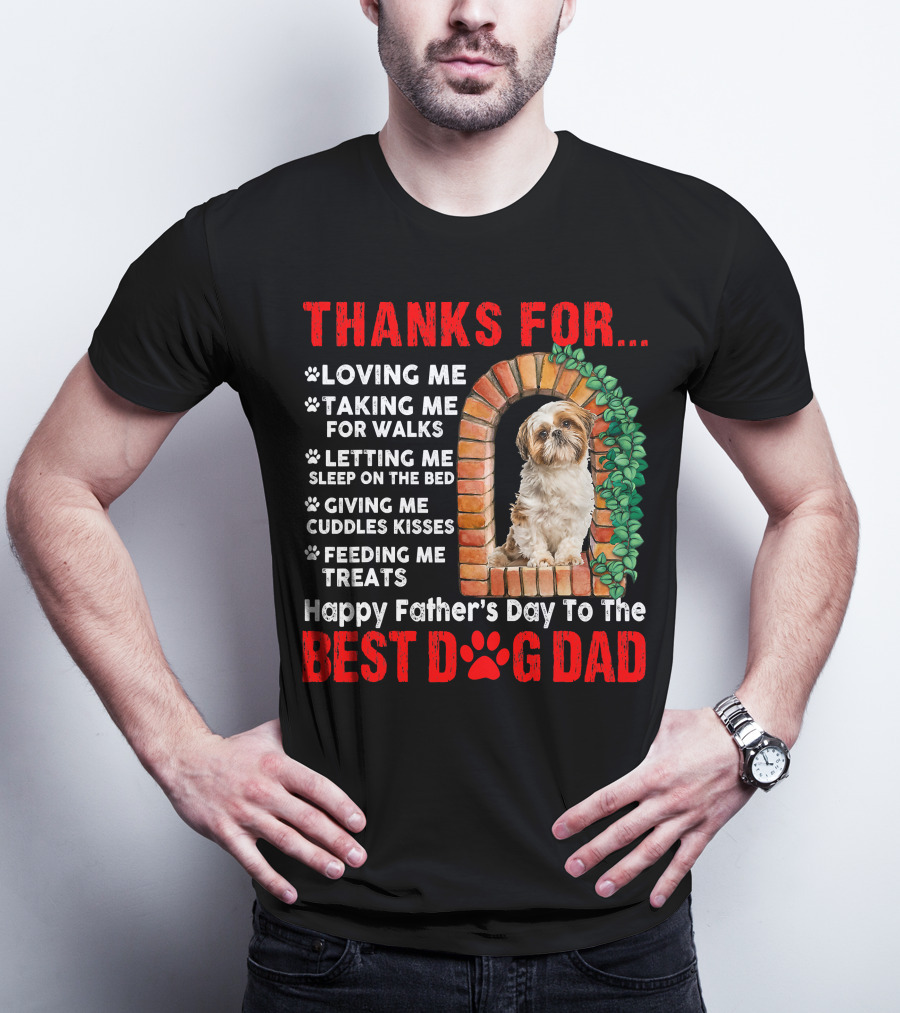 Thanks For Best Dog Dad Cute Shih Tzu T-Shirt