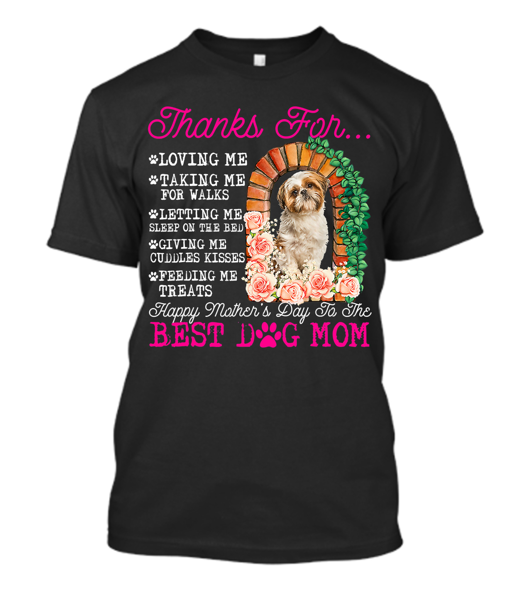 Thanks For Best Dog Mom Cute Shih Tzu Mother's Day T-Shirt