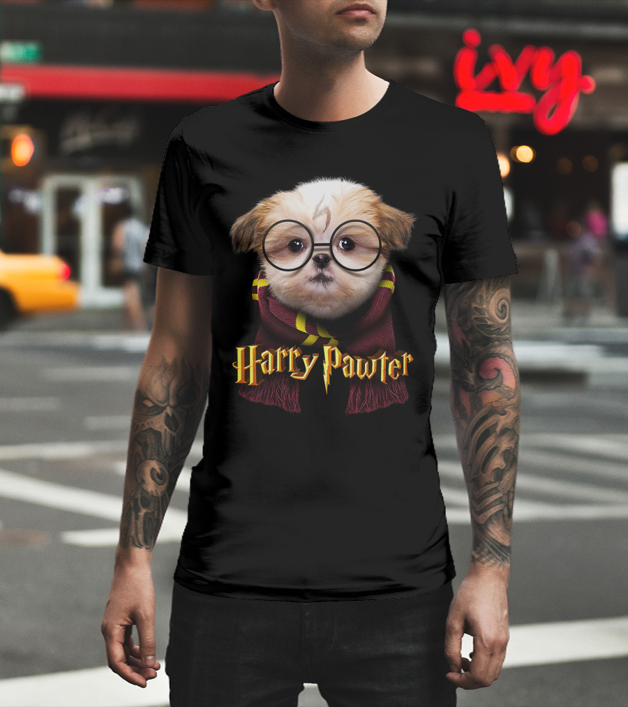 Harry Pawter Shih Tzu Puppy With Glasses And Scarf T-Shirt