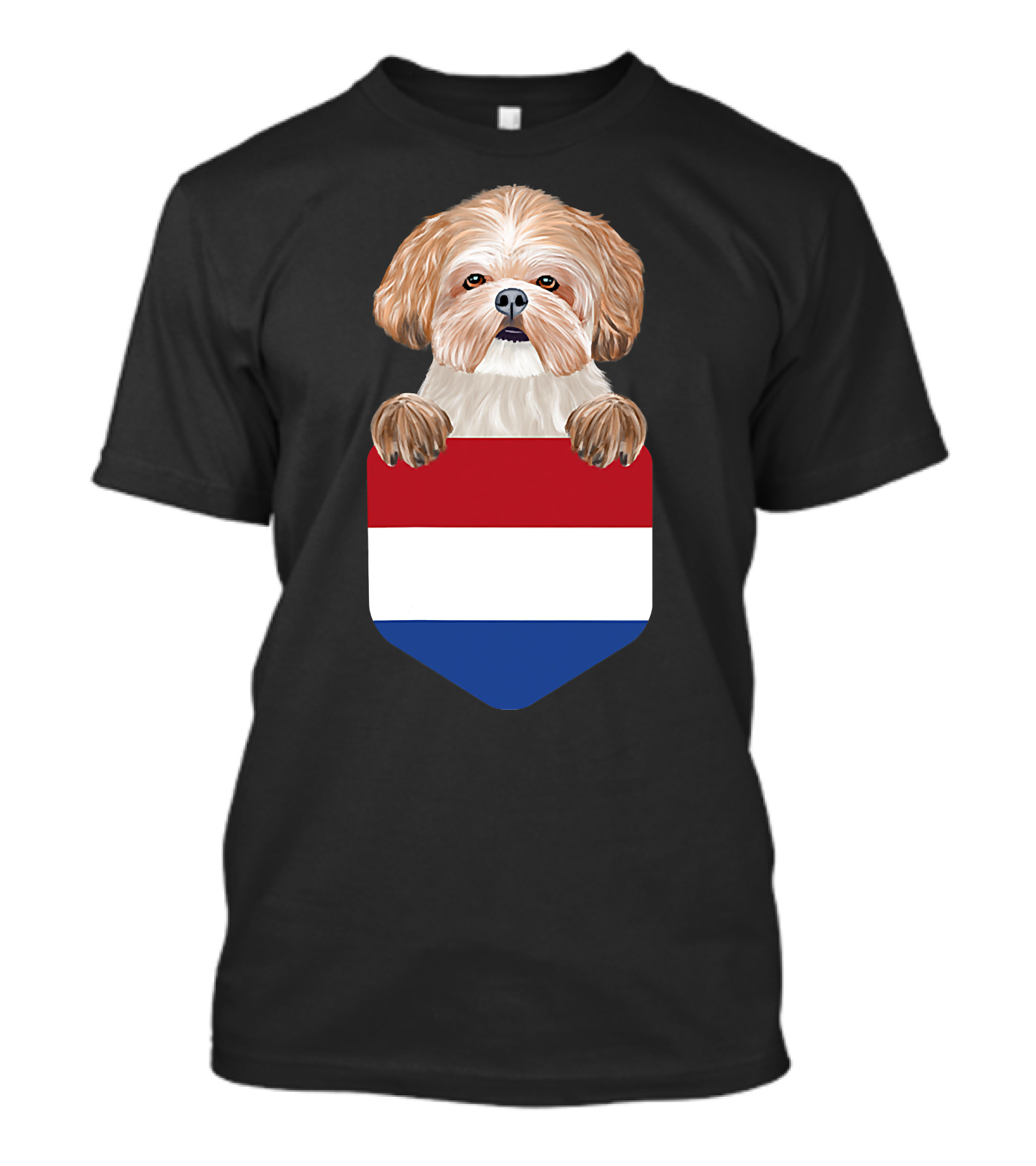 Netherlands Flag Pocket Shih Tzu Dog T-Shirt