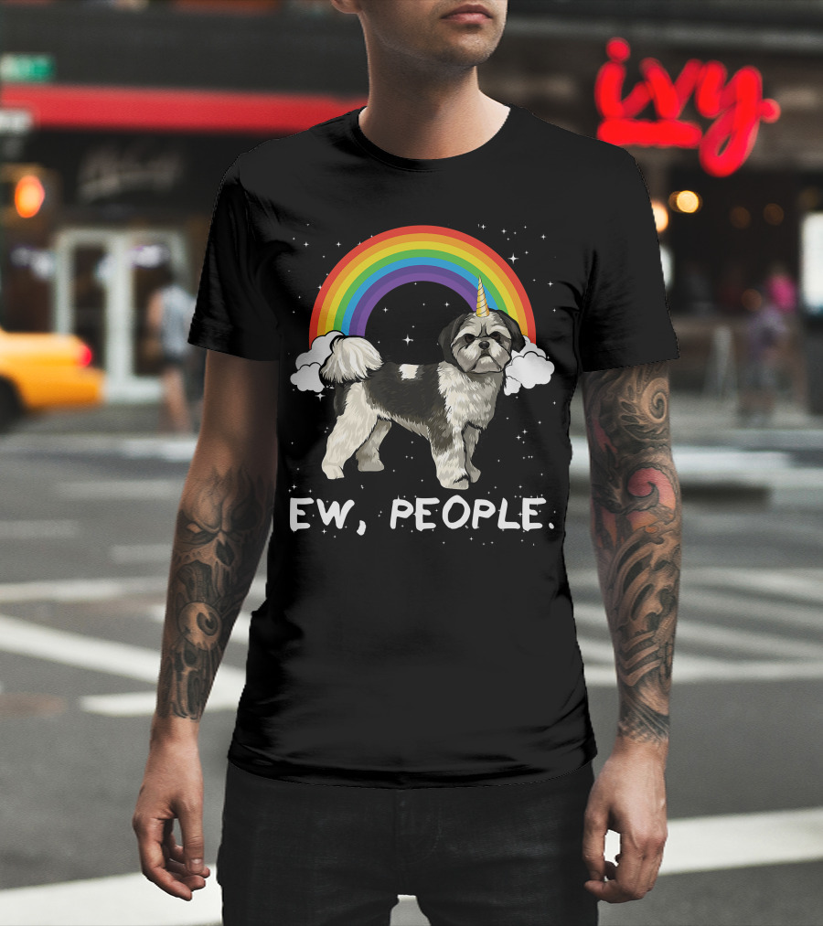 Rainbow Shih Tzu Unicorn Ew People T-Shirt