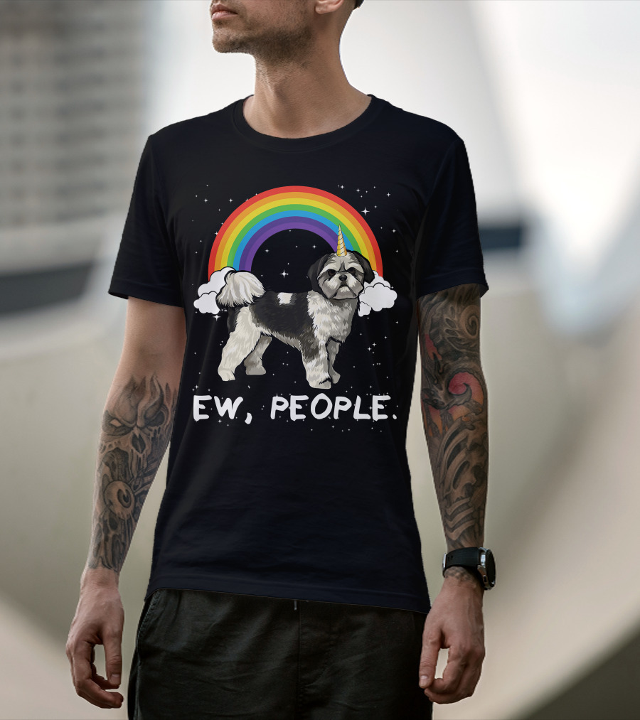 Rainbow Shih Tzu Unicorn Ew People T-Shirt