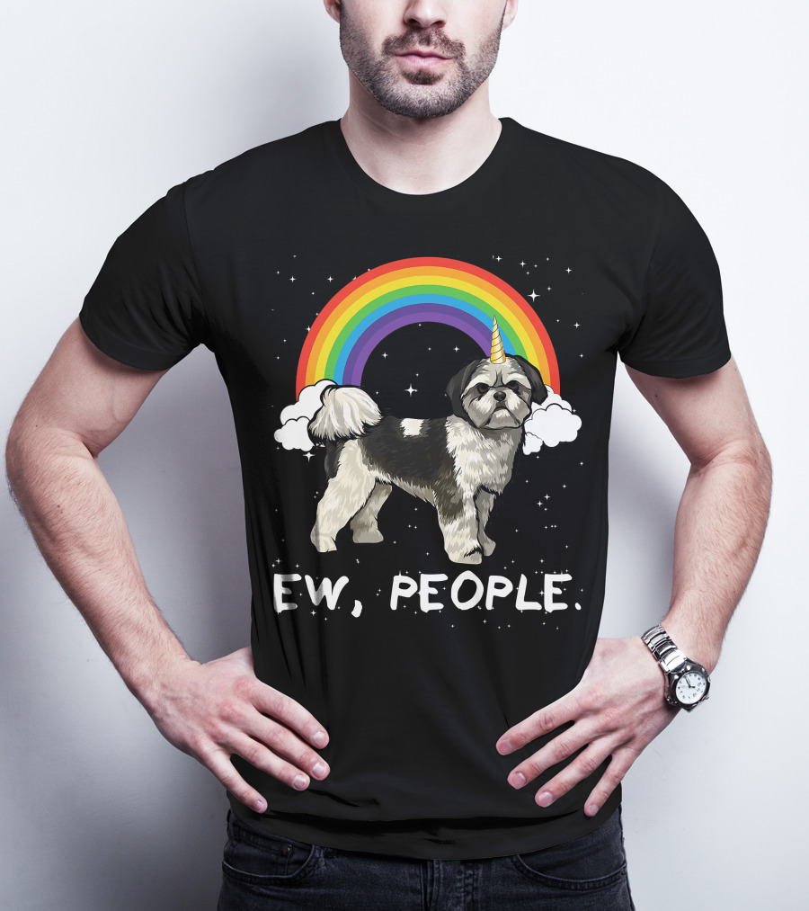 Rainbow Shih Tzu Unicorn Ew People T-Shirt