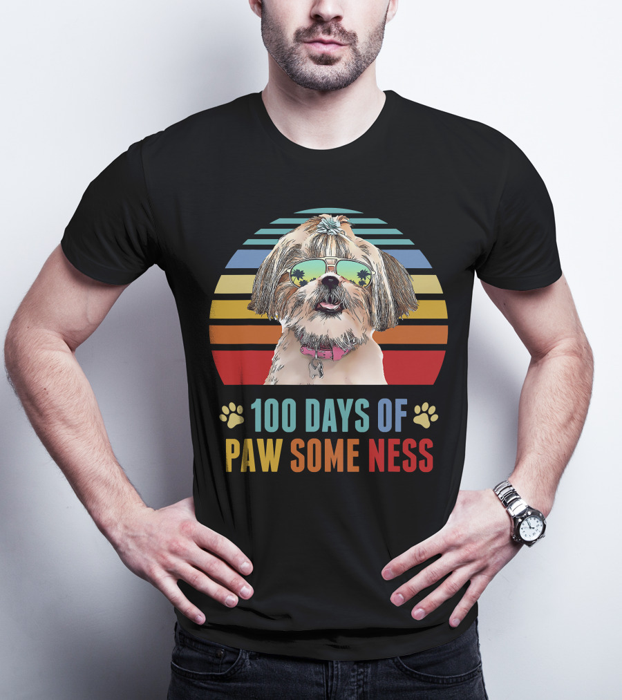 100 Days Of Pawsomeness Shih Tzu Dog T-Shirt
