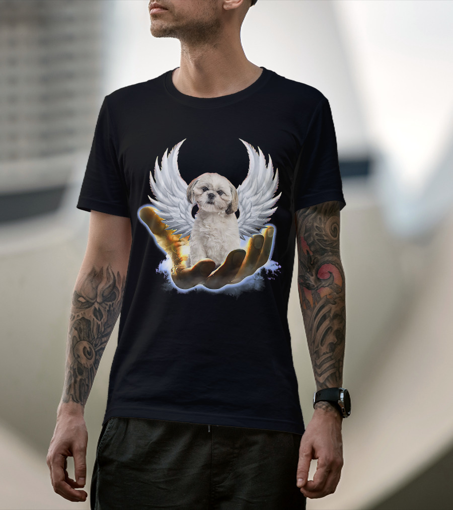 Shih Tzu God Golden Hand Heaven Wings Mens Womens T-Shirt