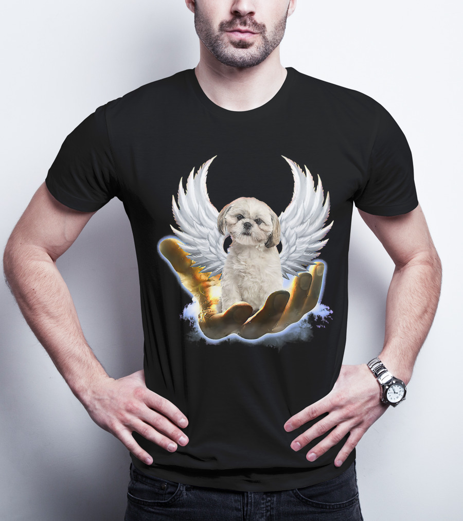Shih Tzu God Golden Hand Heaven Wings Mens Womens T-Shirt
