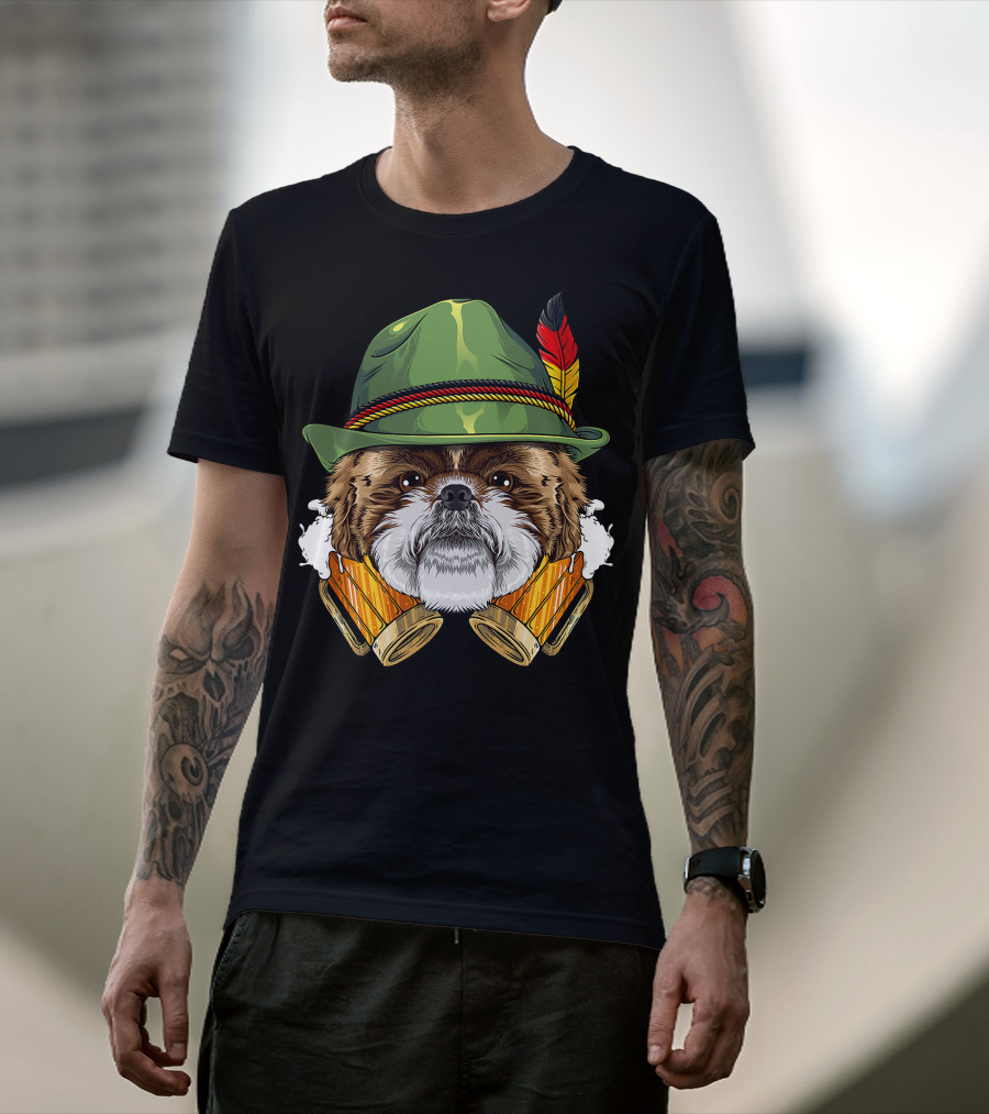 Shih Tzu Oktoberfest Beer Fest Lederhosen German T-Shirt