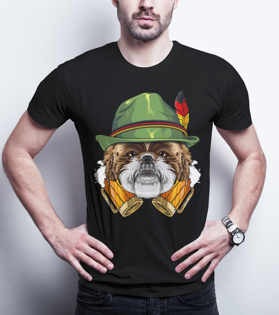 Shih Tzu Oktoberfest Beer Fest Lederhosen German T-Shirt