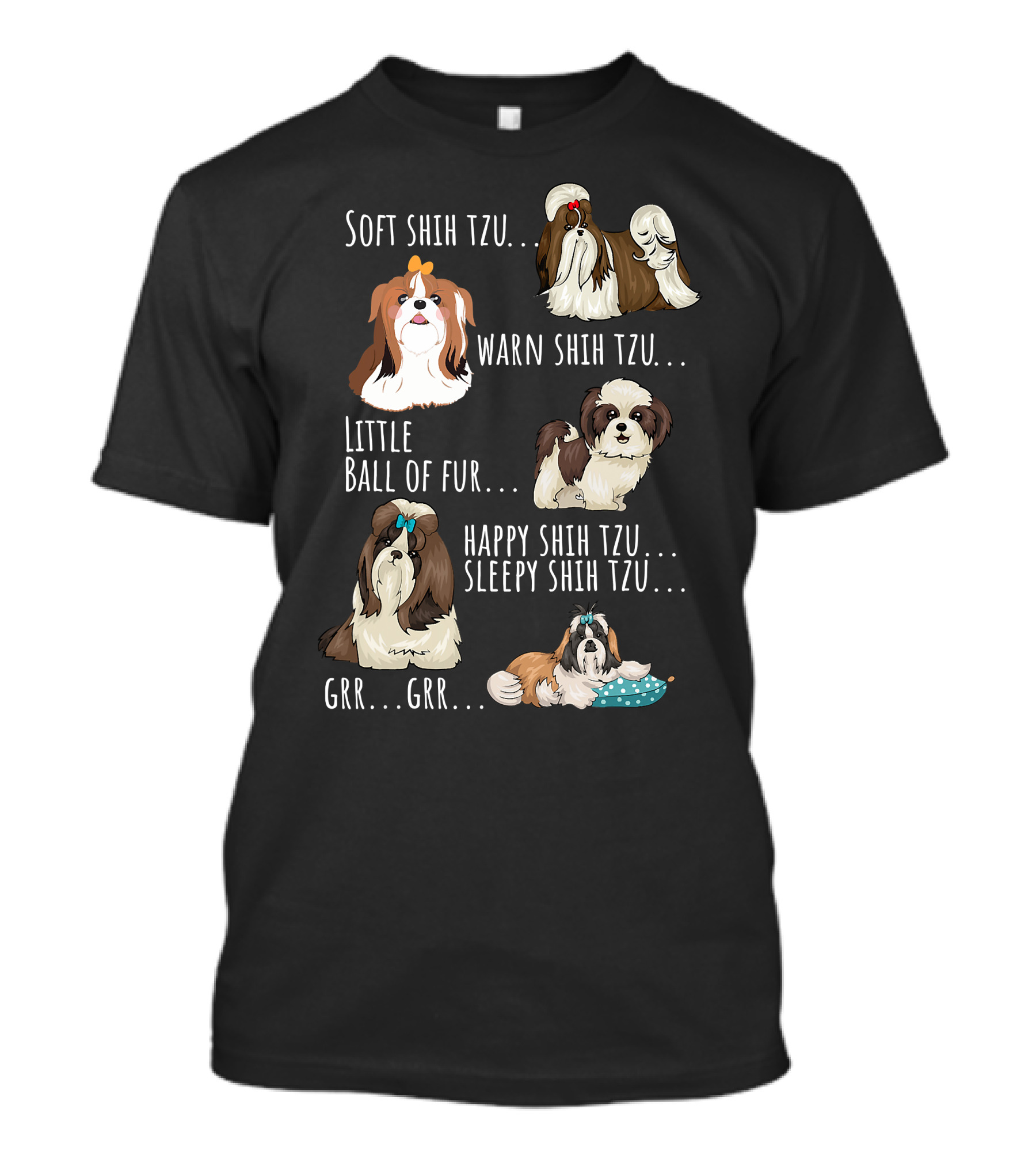 Soft Warm Shih Tzu Ball Of Fur Happy Sleepy Cute Little Furry Dogs T-Shirt