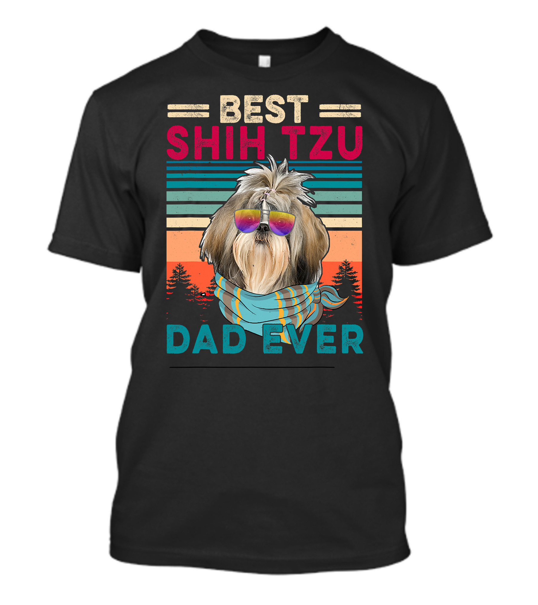 Best Shih Tzu Dad Ever Vintage Cool Dog Fath T-Shirt